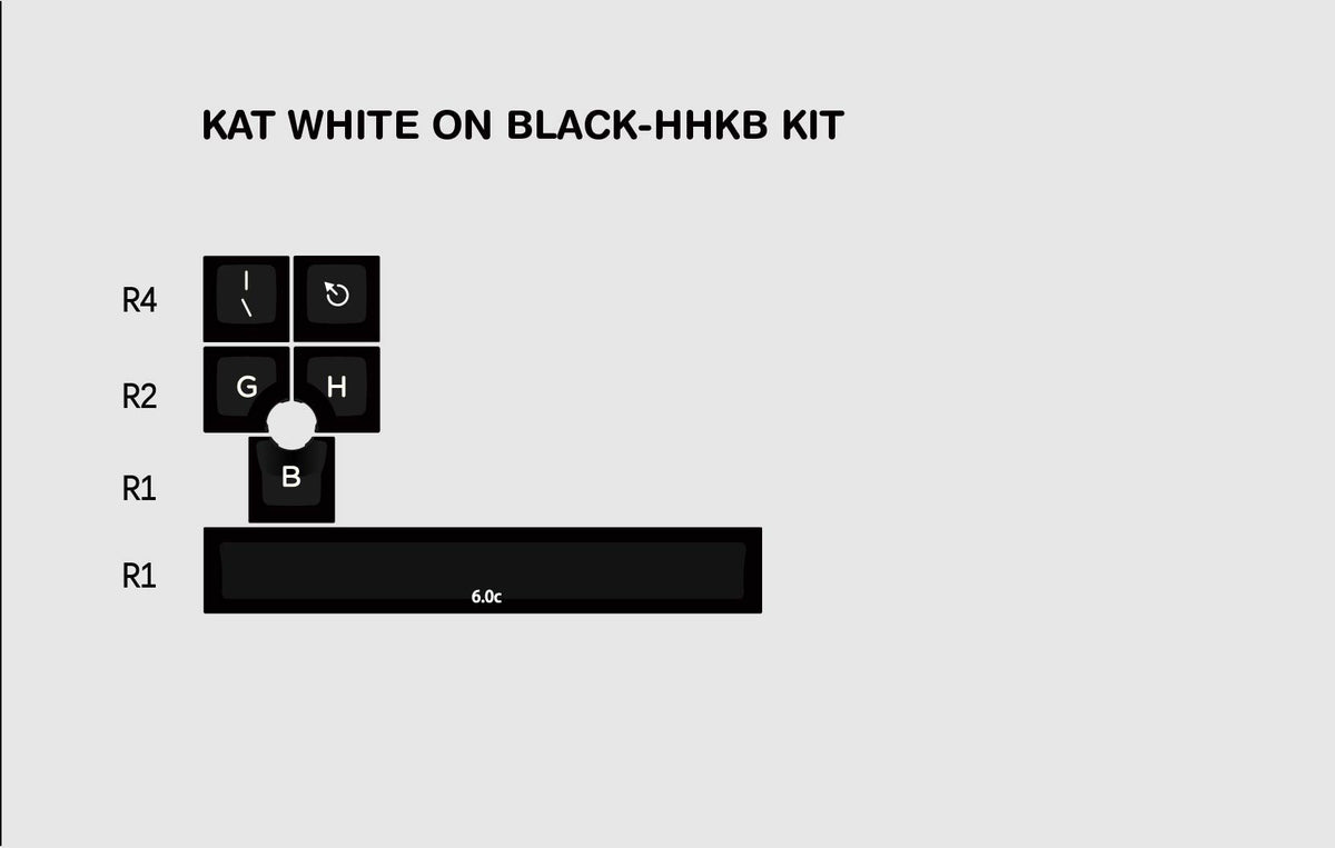 KAT White on Black Thickened Double Shot PBT Keycaps|Keyreative
