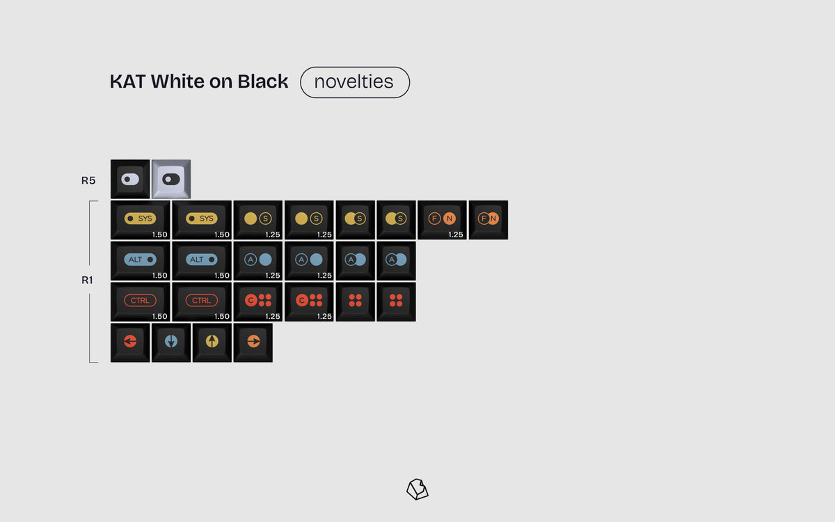 KAT White on Black Thickened Double Shot PBT Keycaps|Keyreative