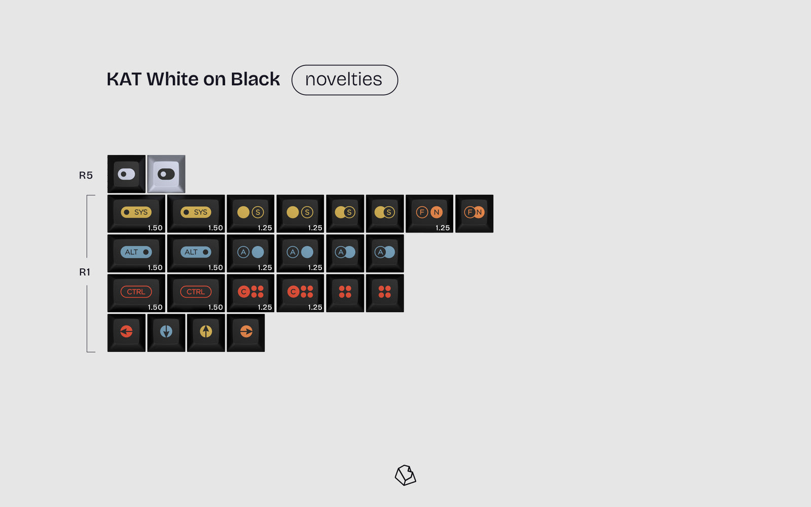 KAT White on Black Thickened Double Shot PBT Keycaps|Keyreative